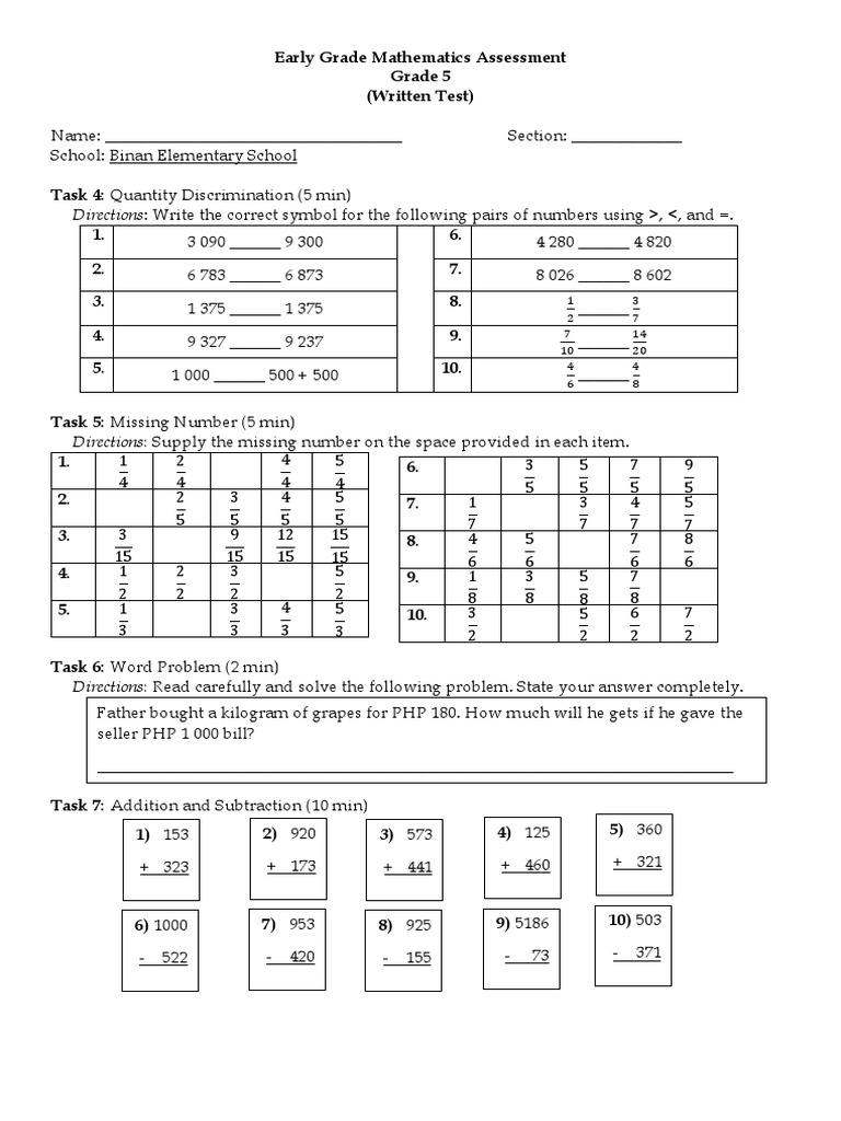 Directions: Write The Correct Symbol For The Following Pairs of Numbers ...
