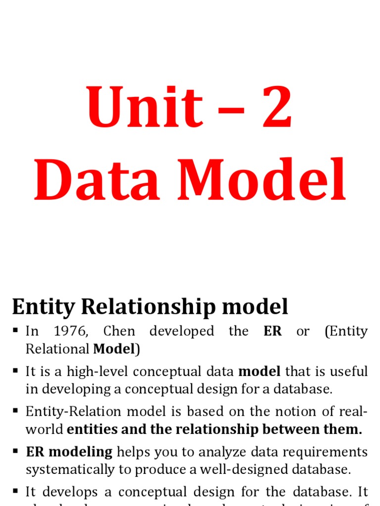 Unit-2 Data Models | PDF | Relational Database | Relational Model
