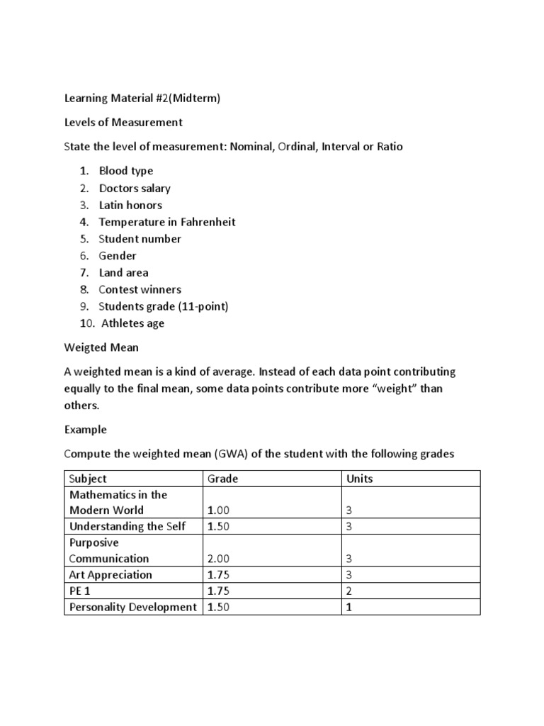 ZGE 1104 Learning Material #2 (Midterm) | PDF | Science & Mathematics