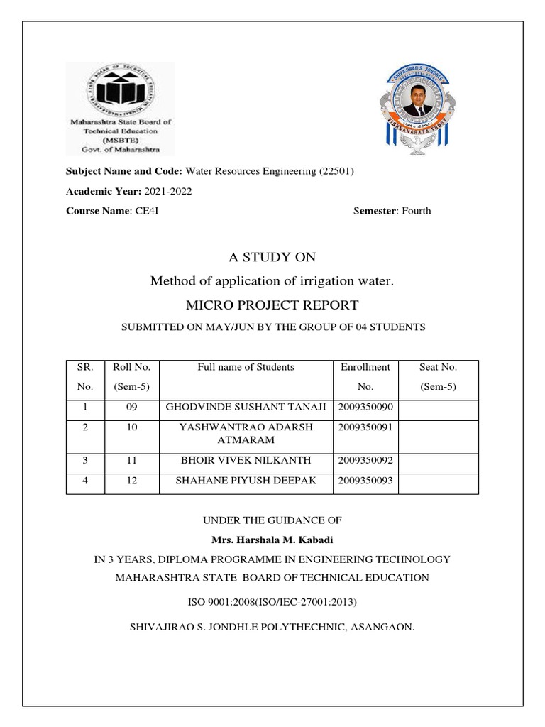 WRE Microproject Roll No 12 | PDF | Irrigation | Physical Geography