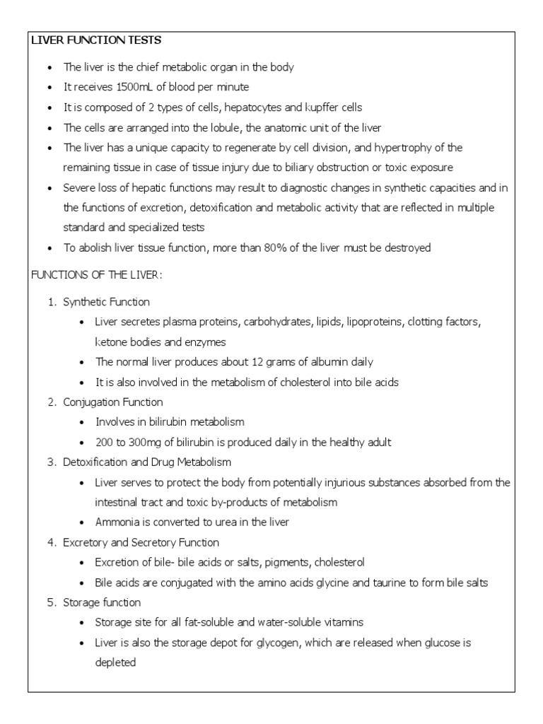 9.1 Liver Function Tests | PDF | Liver | Bile