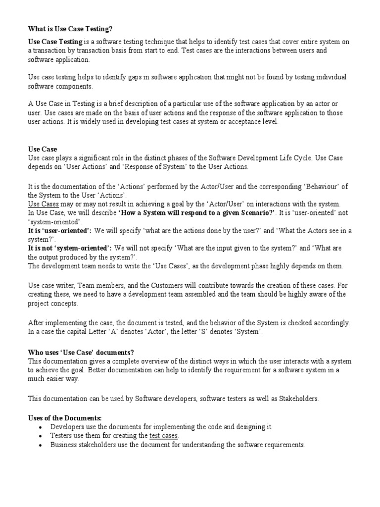 Usecase Testing | PDF | Use Case | Software Testing