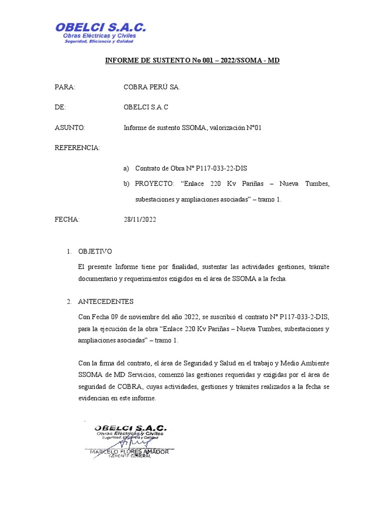 Informe Ssoma No 001 | PDF