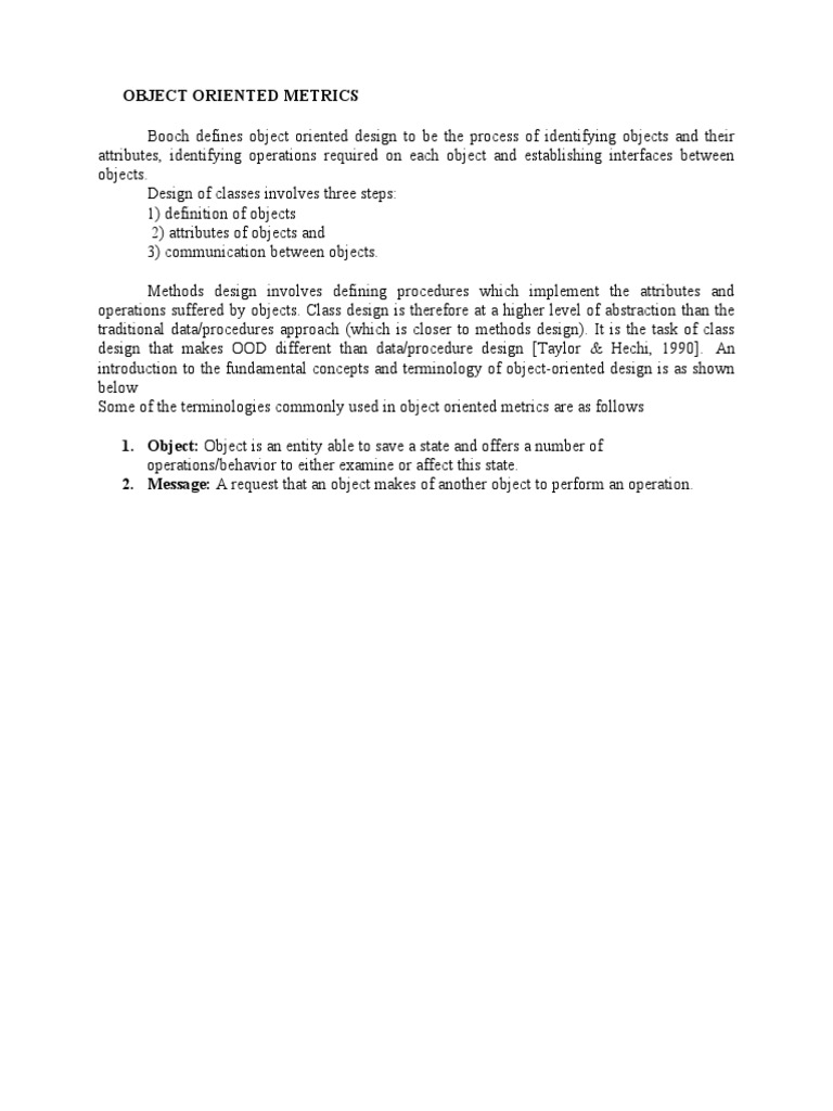 Object Oriented Metrics in SE | PDF | Class (Computer Programming) | Method (Computer Programming)