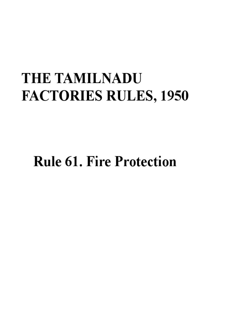 Tamil Nadu Factory Fire Safety Rules | PDF | Firefighting | Stairs