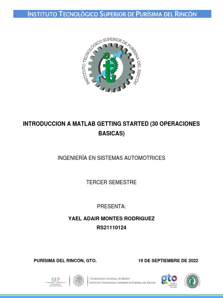 Tutorial Basico De Matlab Getting Started Pdf Matriz Matemáticas Vector Euclidiano 