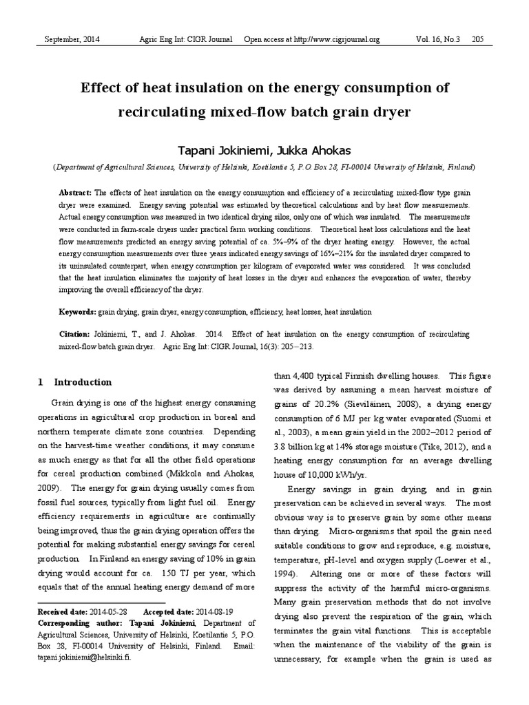 Effect of The Heat Insulation On The Energy Consumption of ...