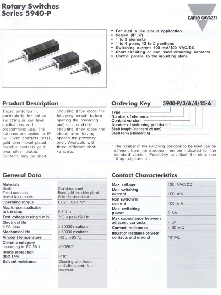FEME5940-P Rotary Switches | PDF