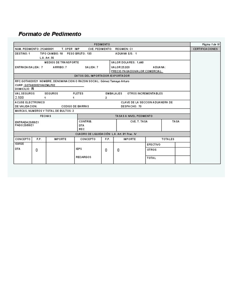 formato-de-pedimento | PDF | Economias | El comercio internacional