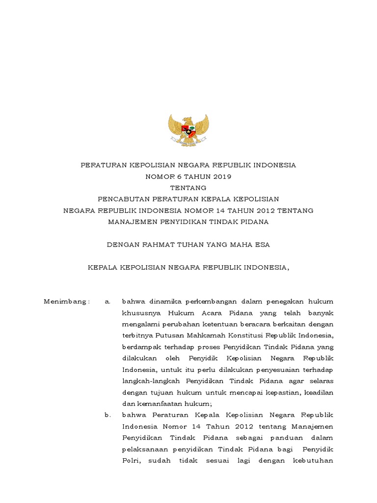 Pencabutan Perkap No. 14/2012 | PDF