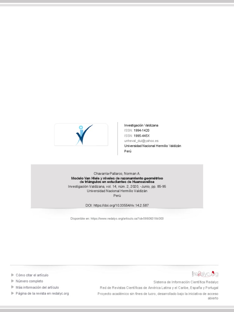 Chavarria-Pollarco (2020) Modelo de Van Hiele y Niveles de Razonamiento Geométrico | PDF ...