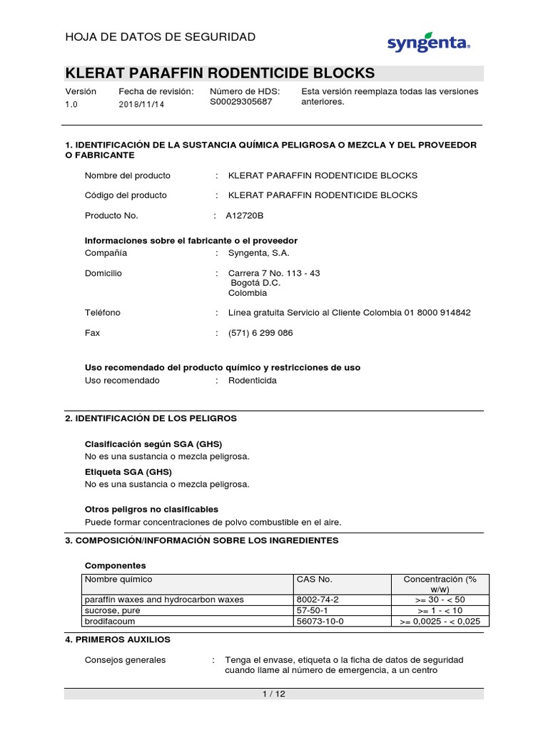 Hoja de Seguridad Klerat Bloques | PDF | Reciclaje | Agua