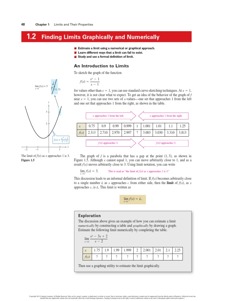 Finding Limits Graphically and Numerically: An Introduction To Limits | Download Free PDF ...