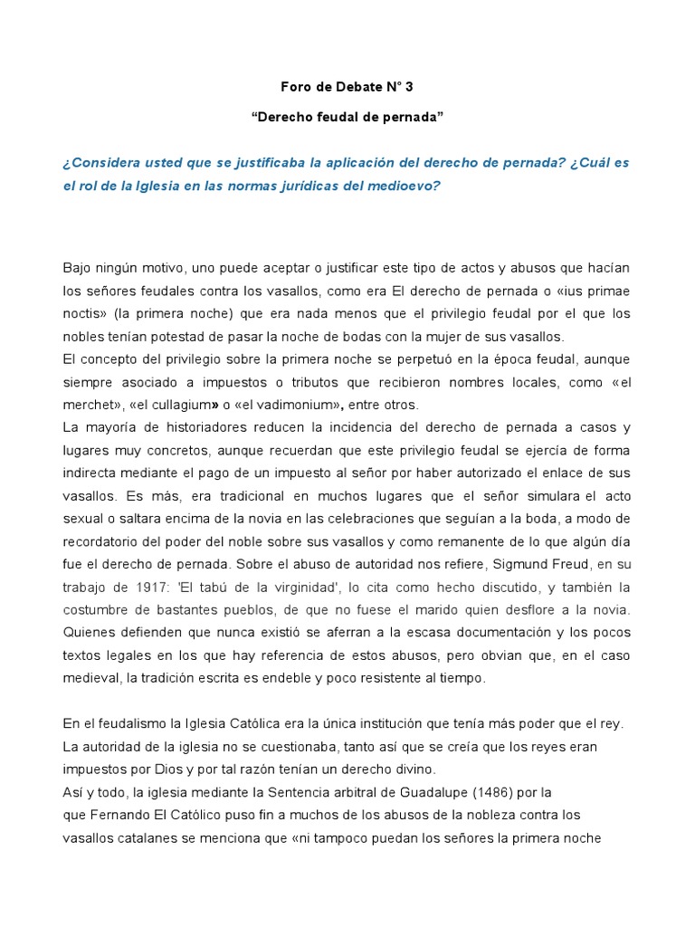 Derecho Feudal de Pernada | PDF