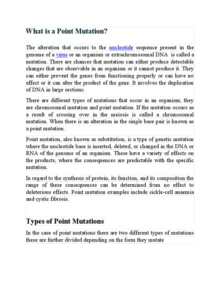 Understanding Point Mutations | PDF | Mutation | Point Mutation