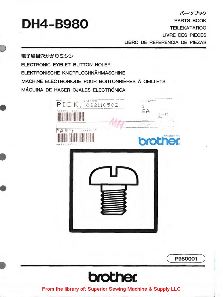 Brother DH4-B980 | PDF | Sewing | Manufactured Goods