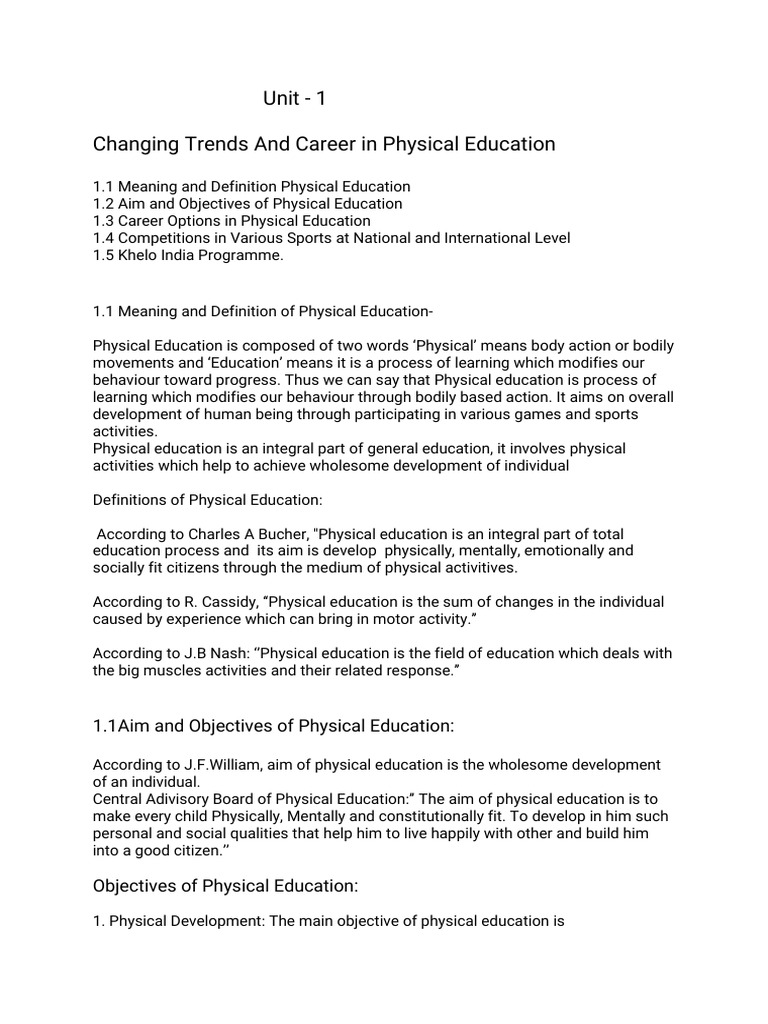 Trends and Careers in Physical Education | PDF