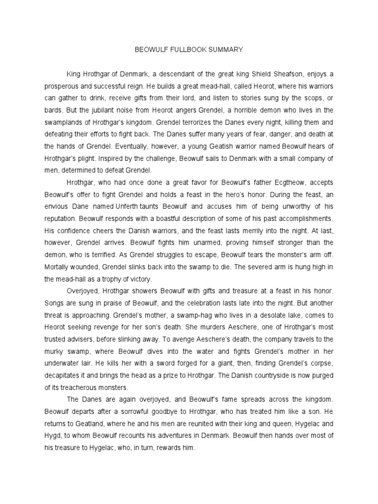 Beowulf Fullbook Summary | PDF | Beowulf | English Heroic Legends