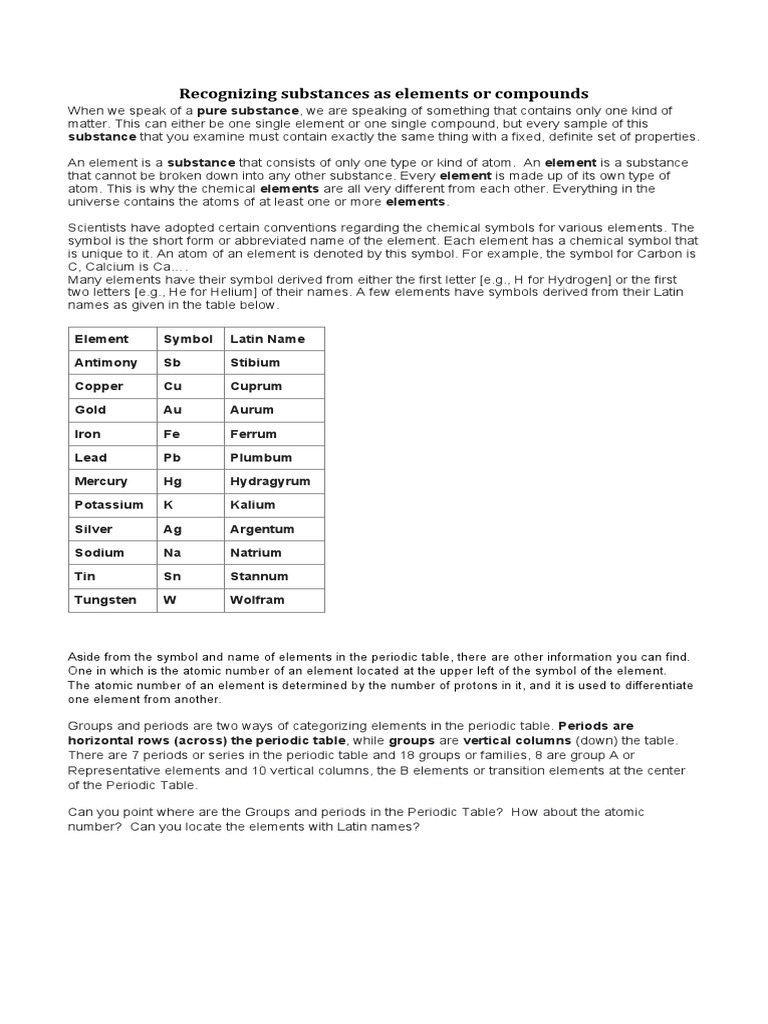 Substances As Elements | PDF | Chemical Elements | Periodic Table