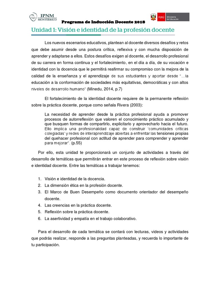 Programa de Inducción Docente 2018 | PDF | Maestros | Método de enseñanza