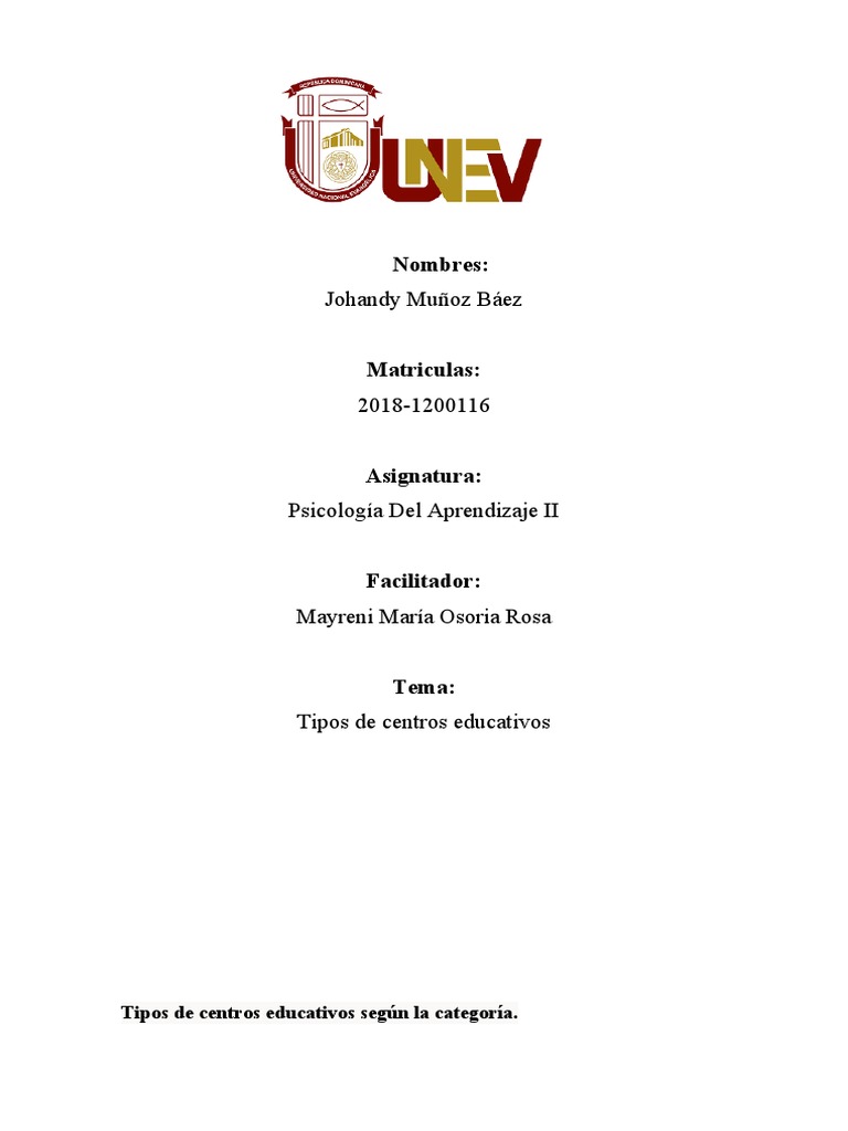 Tipos de Centros Educativos | PDF | Educación más alta