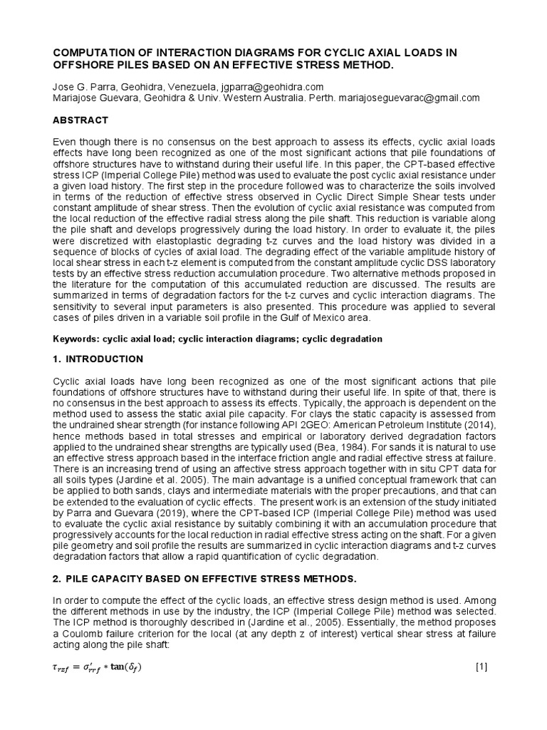 Computation of Interaction Diagrams For Cyclic Axial Loads in Offshore Piles Based On An ...