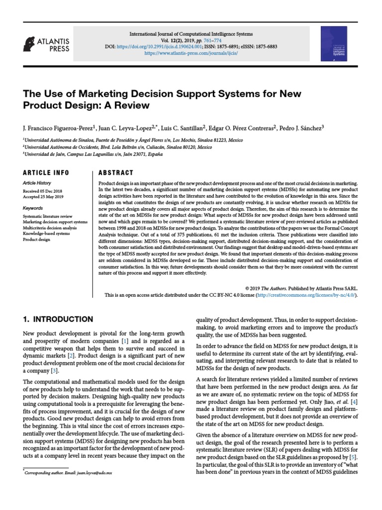 The Use of Marketing Decision Support Systems For New Product Design: A Review | PDF | Decision ...
