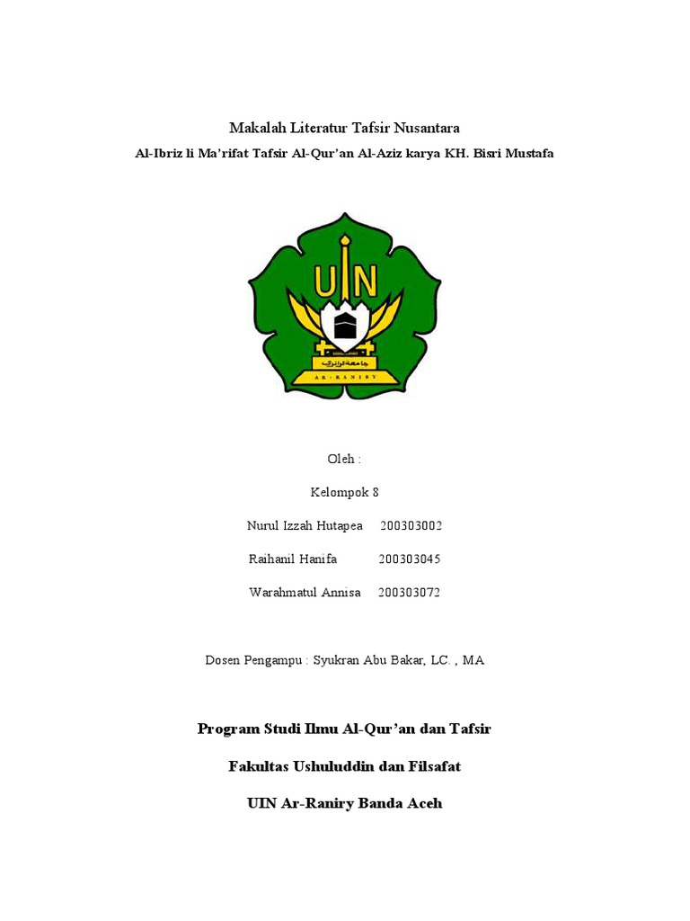 Tafsir Al Ibriz, Kh. Bisri Mustofa | PDF