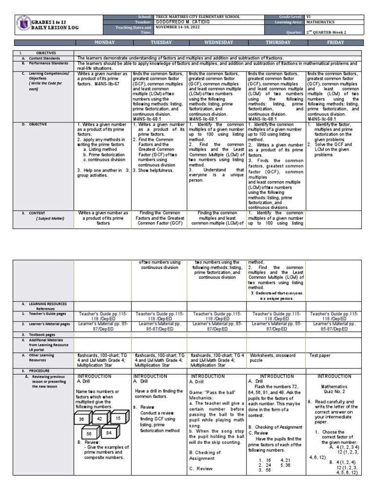 DLL Math-4 Q2 W2 | PDF