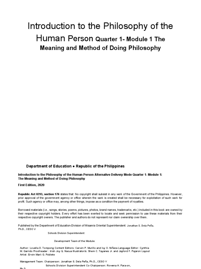 Philo - Mod1 Q1 Introduction To The Philosophy of The Human Person v3 | PDF | Thought | Reason