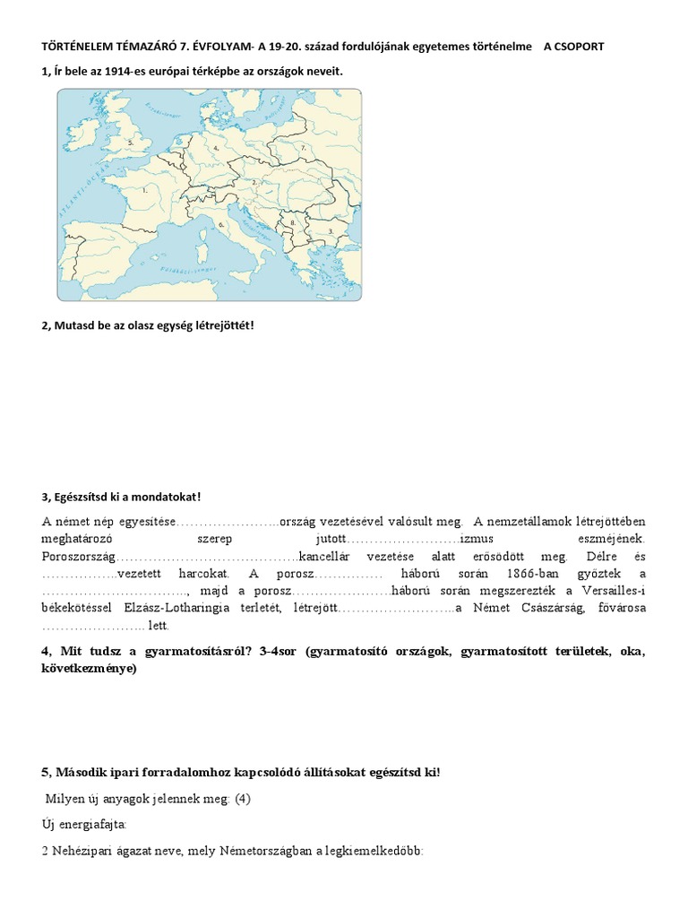 TÖRTÉNELEM TÉMAZÁRÓ 7.Klik031016001#273345#Tanulo#287255#Csatolmany | PDF