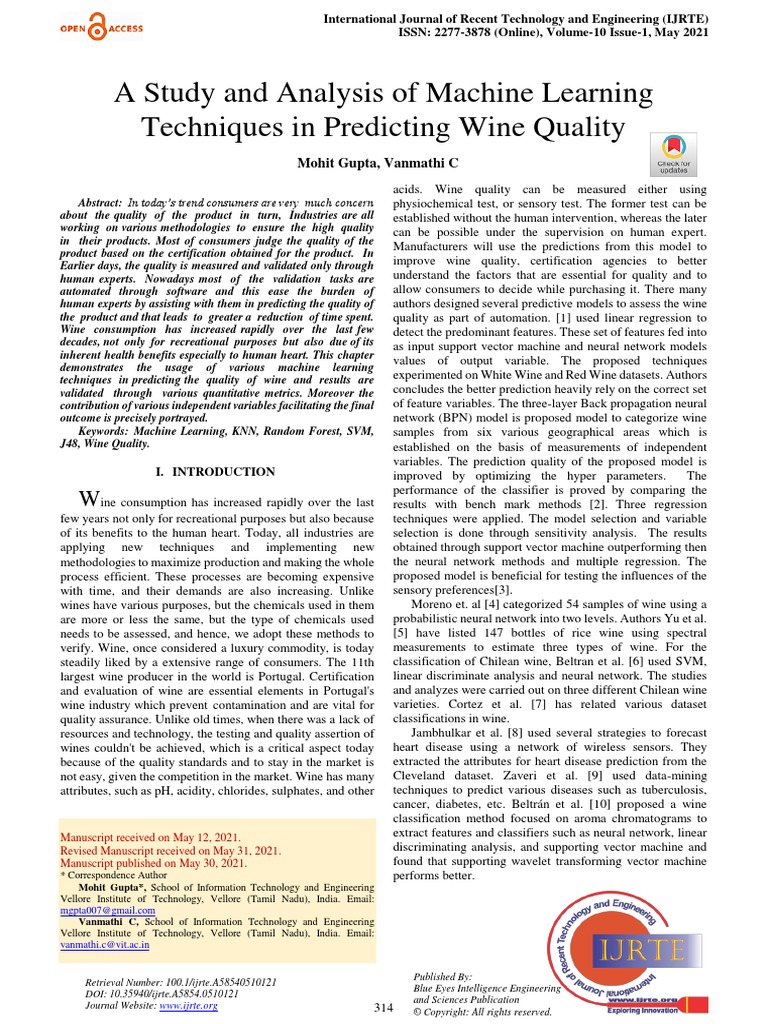 Wine Quality Prediction Using ML PPR | PDF | Machine Learning | Statistical Classification
