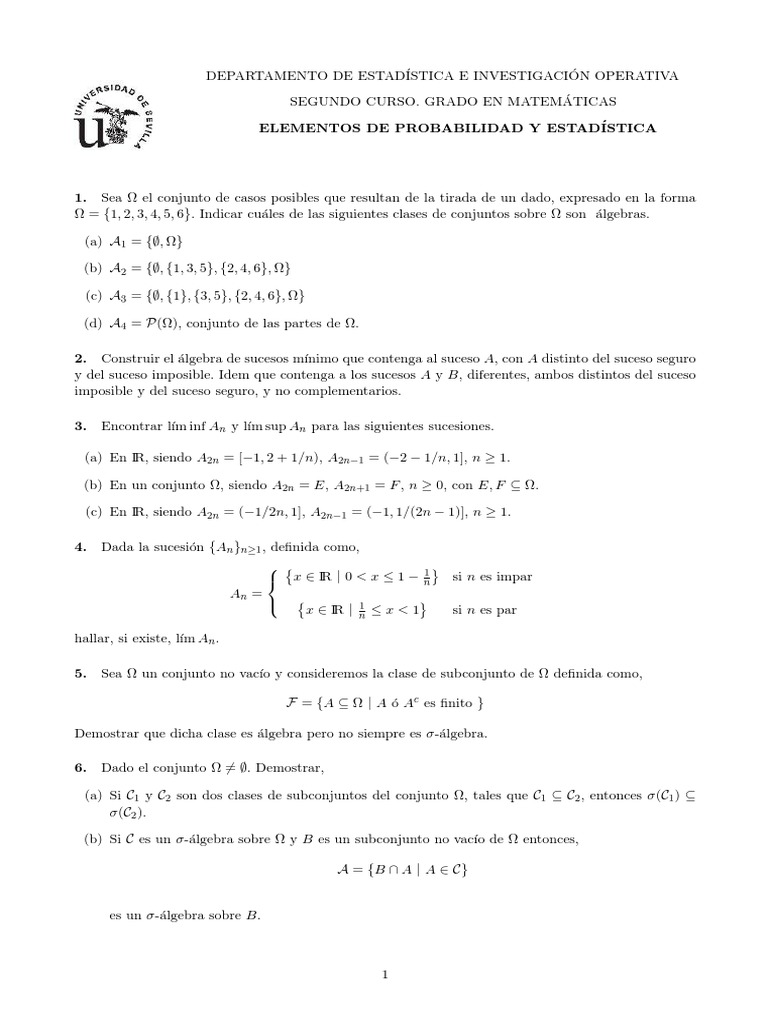 Relacion Problemas 2022-23 | PDF | Variable aleatoria | Probabilidad