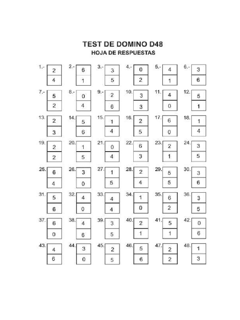 Hoja de Respuestas Dominos | PDF