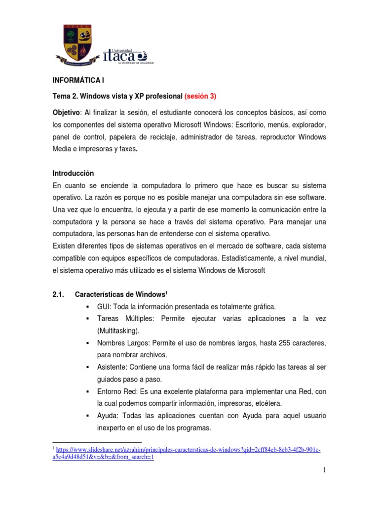 Conceptos Básicos de Windows XP y Vista | PDF | Ventana (informática ...