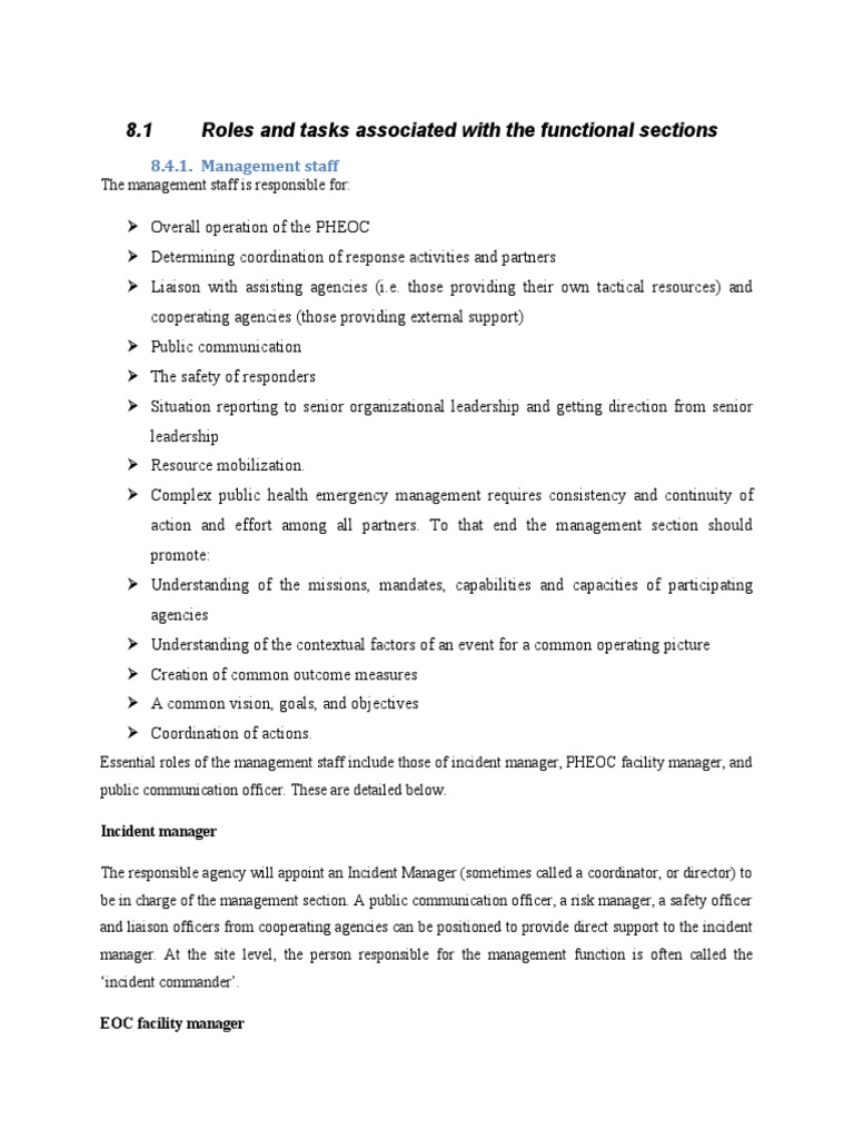 EOC Roles and Responsibilities | Download Free PDF | Epidemiology ...
