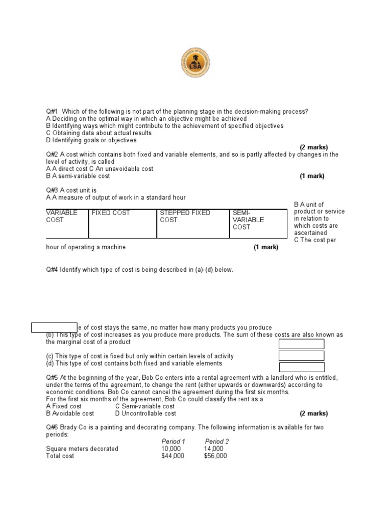 F2 Test First 8 Chapters | PDF | Expected Value | Inventory