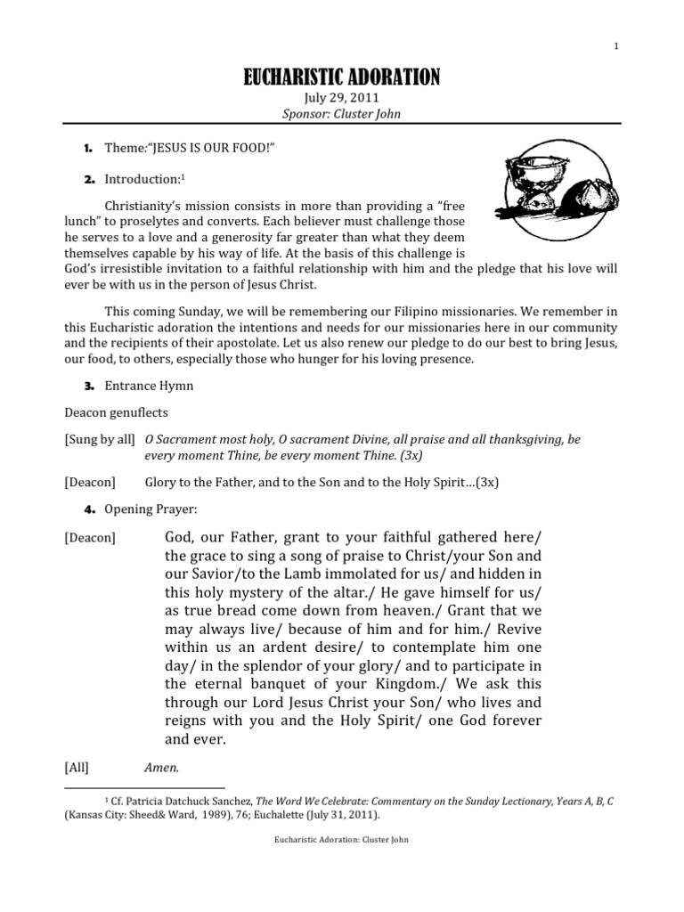 Eucharistic Adoration-Benediction Sample Rite | PDF | Eucharist | Mary ...