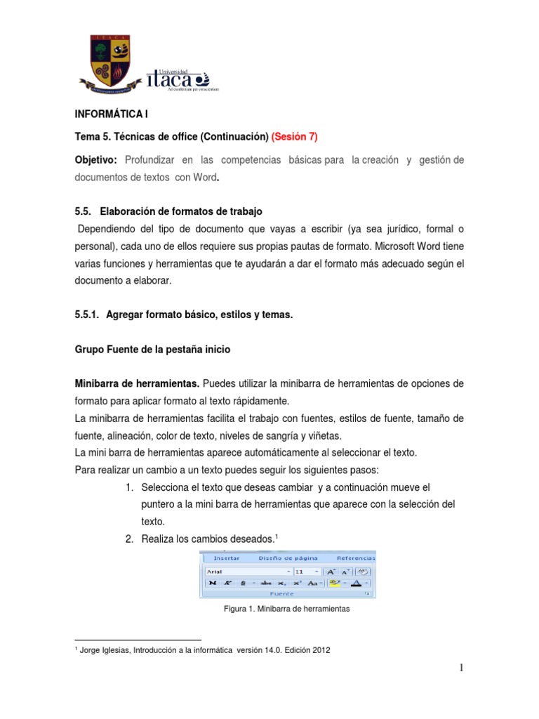 Elaboración de Formatos de Trabajo | PDF | Microsoft Word | Microsoft ...