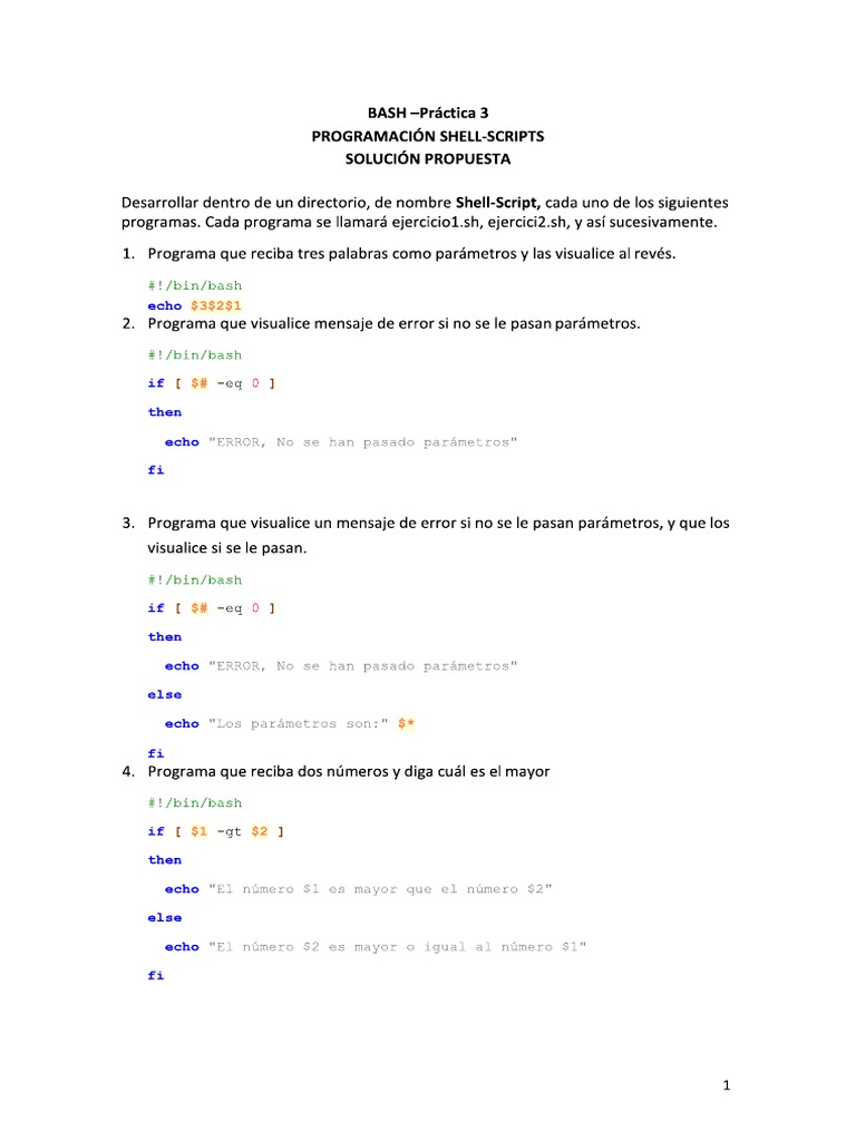 BASH Práctica 3 Introducción A Scripts de BASH - Solución Propuesta | PDF