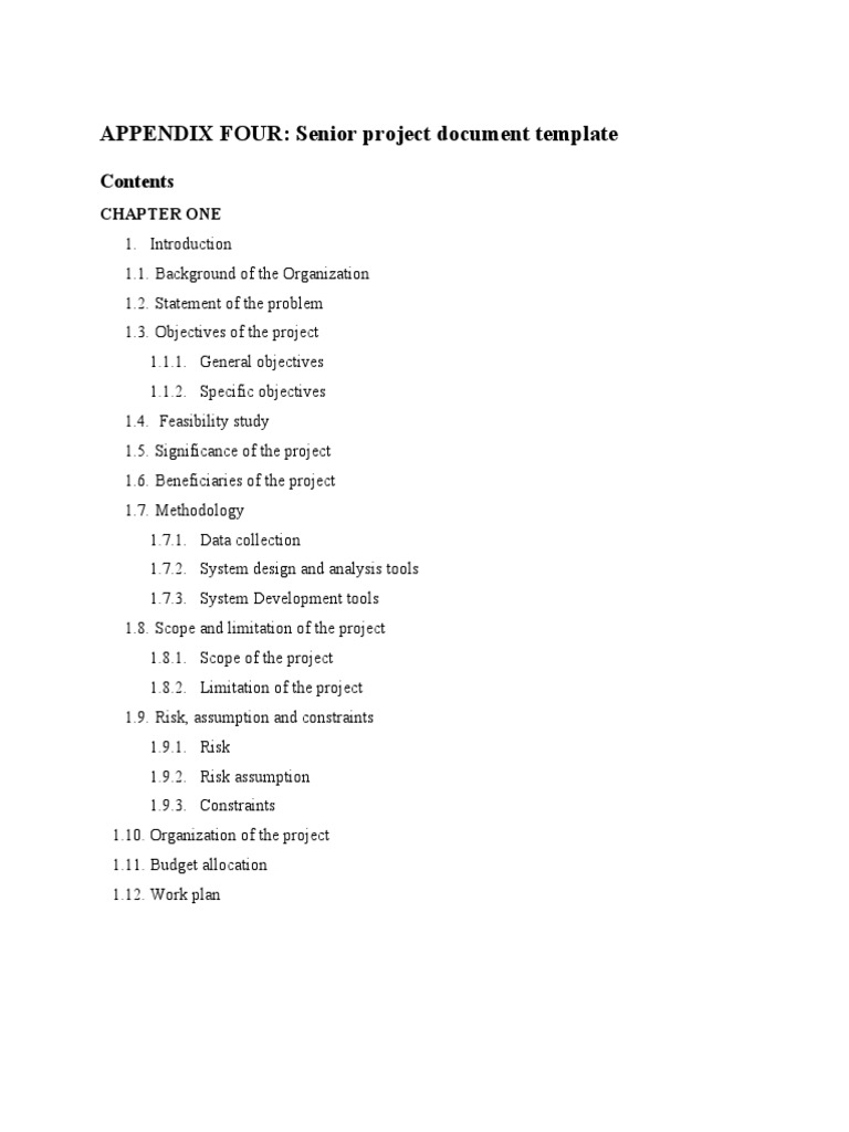 Senior Project Document Template Guide | PDF