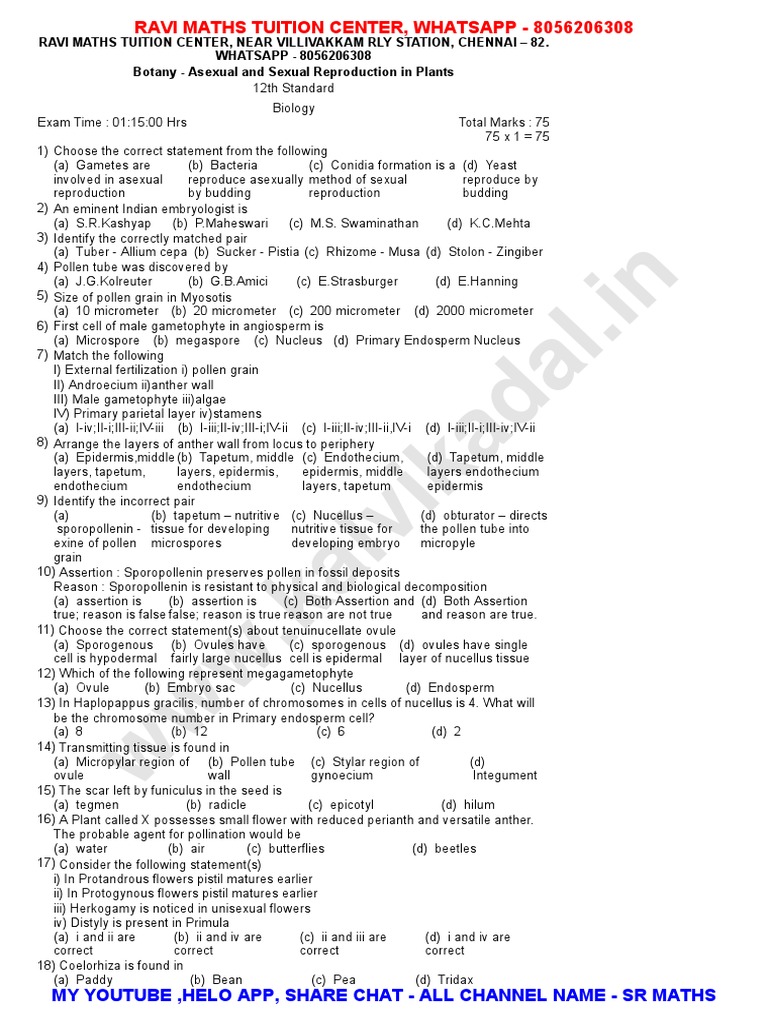 12th Botany 59 Qus | PDF | Dominance (Genetics) | Genotype