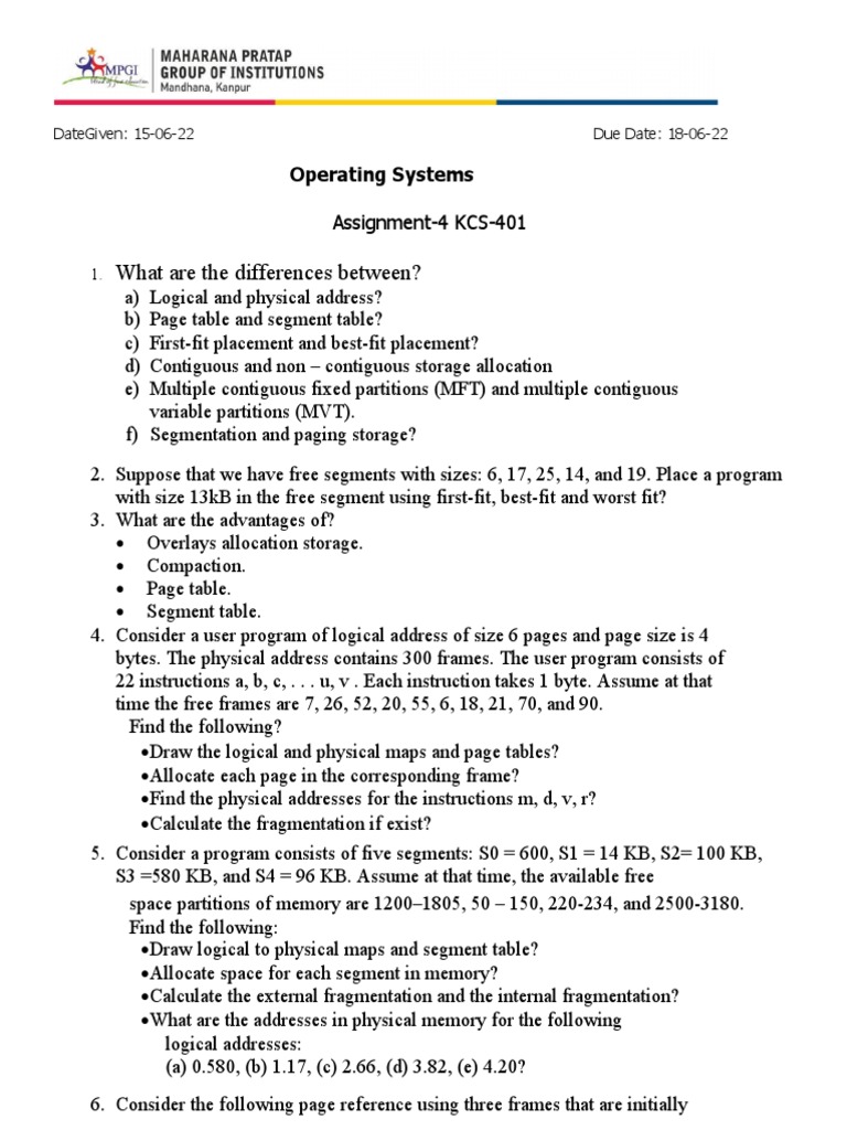Assignment 4 KCS 401 | PDF | Computer Hardware | Computing