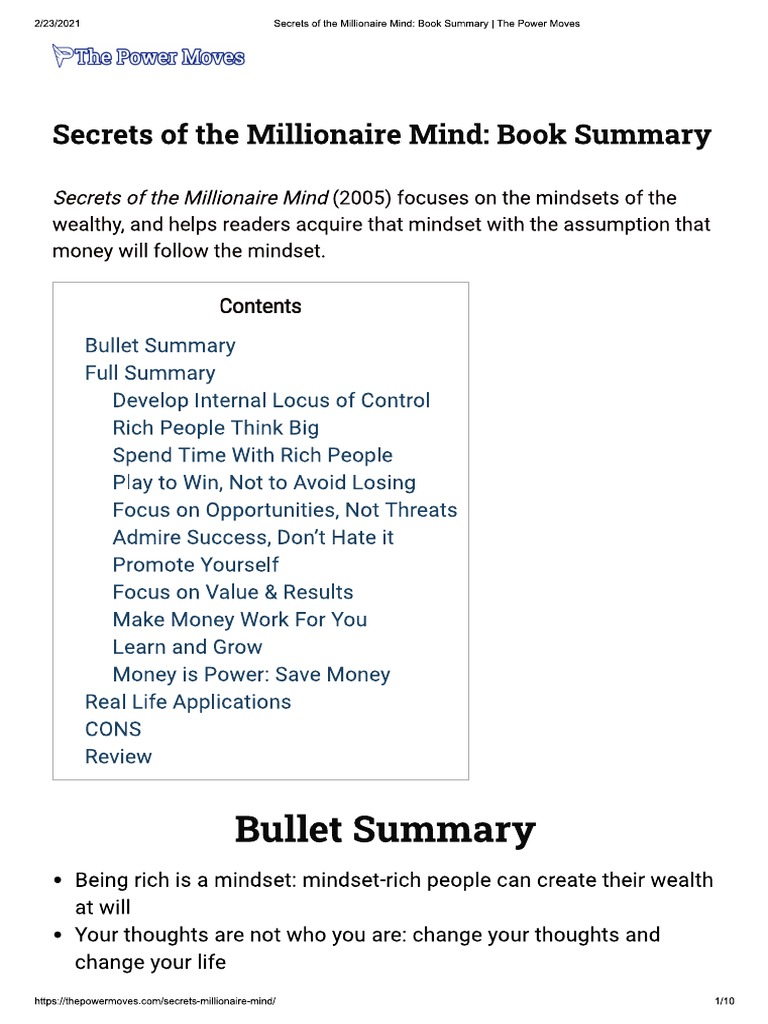 Secrets of The Millionaire Mind | PDF