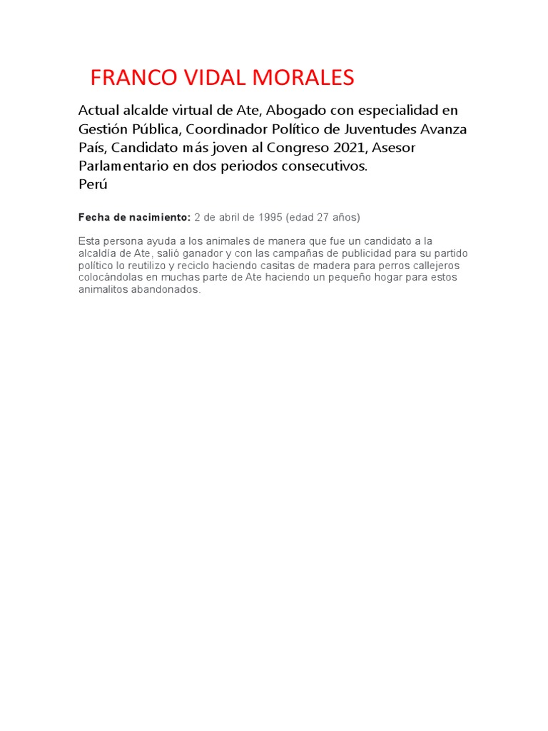 Franco Vidal Morales | PDF | Ciencias sociales