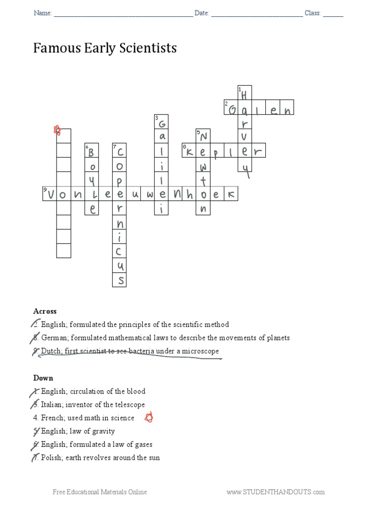 Scientific Revolution Crossword Puzzle | PDF
