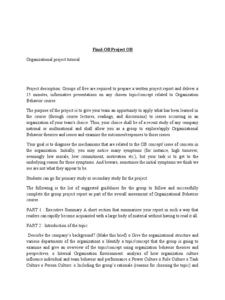 Ob Project 1 | Download Free PDF | Organizational Behavior | Cognitive Science