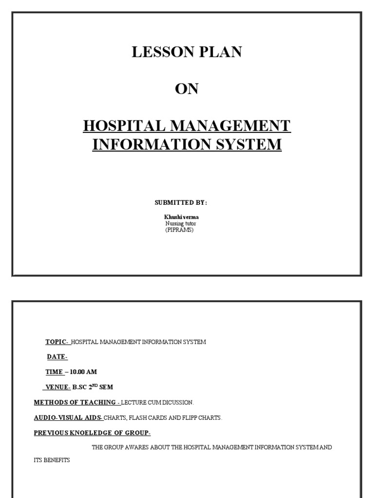 Lesson Plan On Hmis | Download Free PDF | Health Informatics | Information