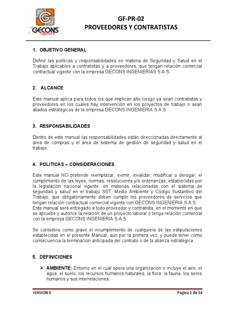 Manual de Proveedores y Contratistas | PDF | Business