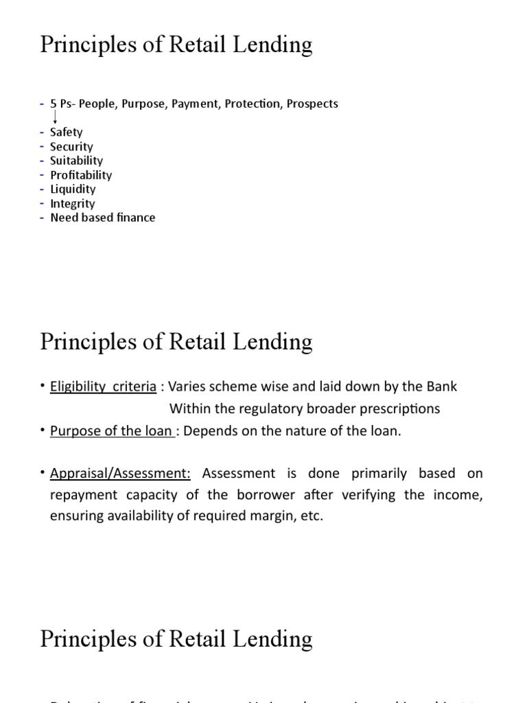 Process of Retail Lending | PDF | Loans | Credit